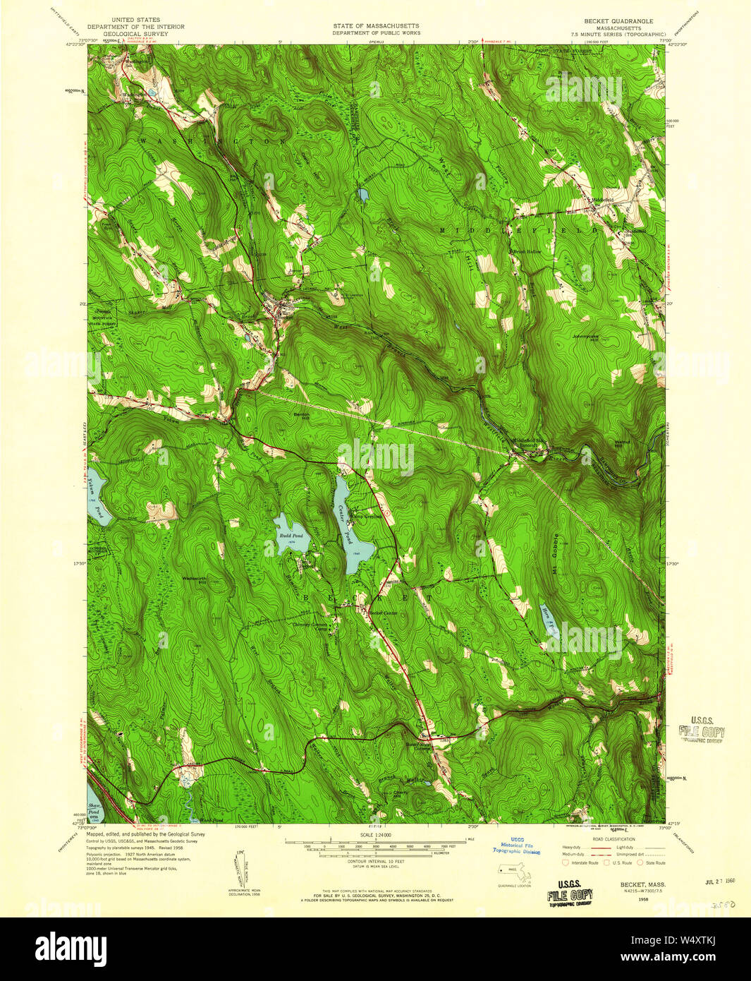 Massachusetts USGS Historical Topo Map MA Becket 349995 1958 24000 ...