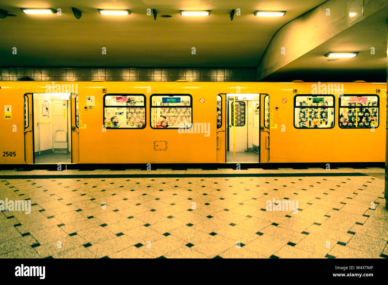 A yellow train of the subway in Berlin Stock Photo - Alamy