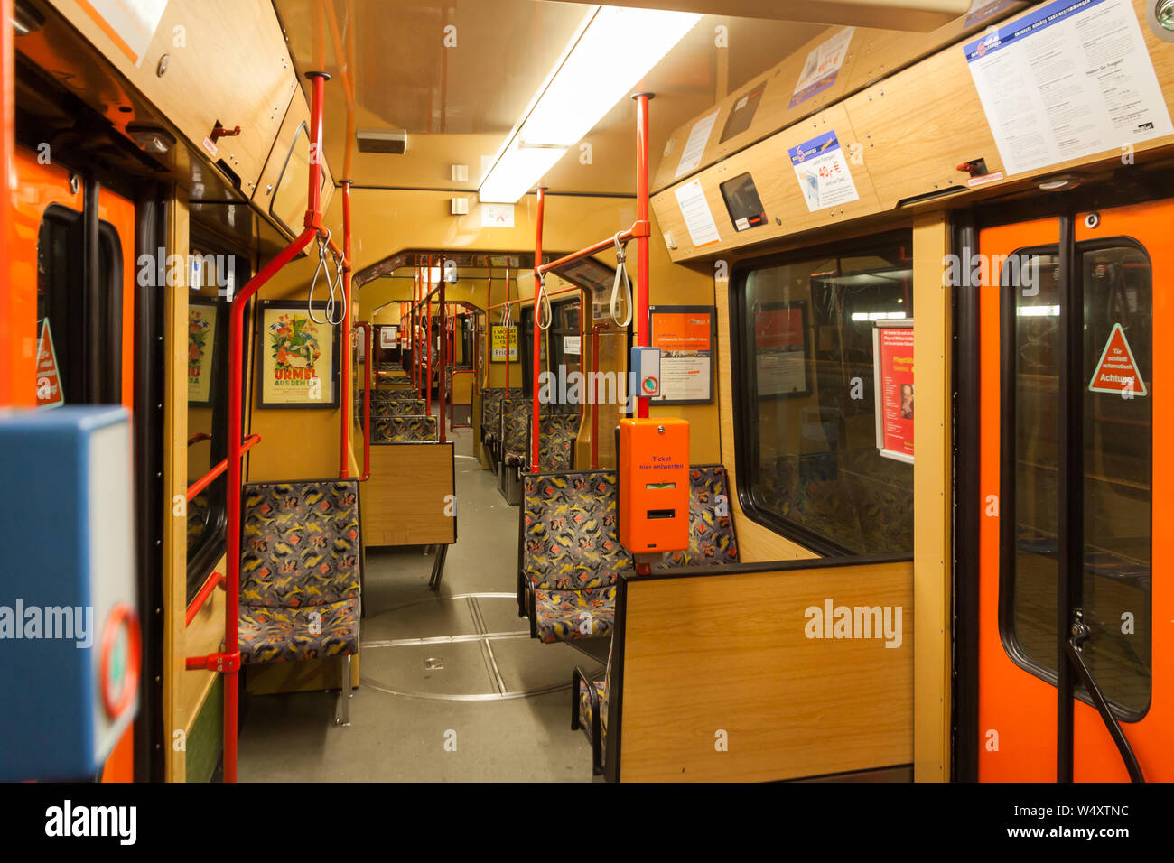 Inside tram cabin of the old tram in Bielefeld Stock Photo - Alamy