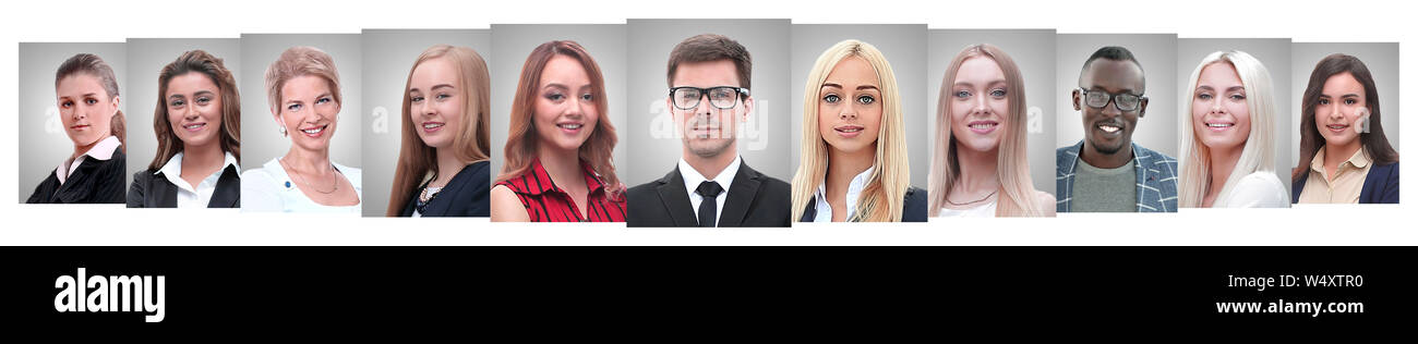 panoramic collage of portraits of successful business people Stock ...