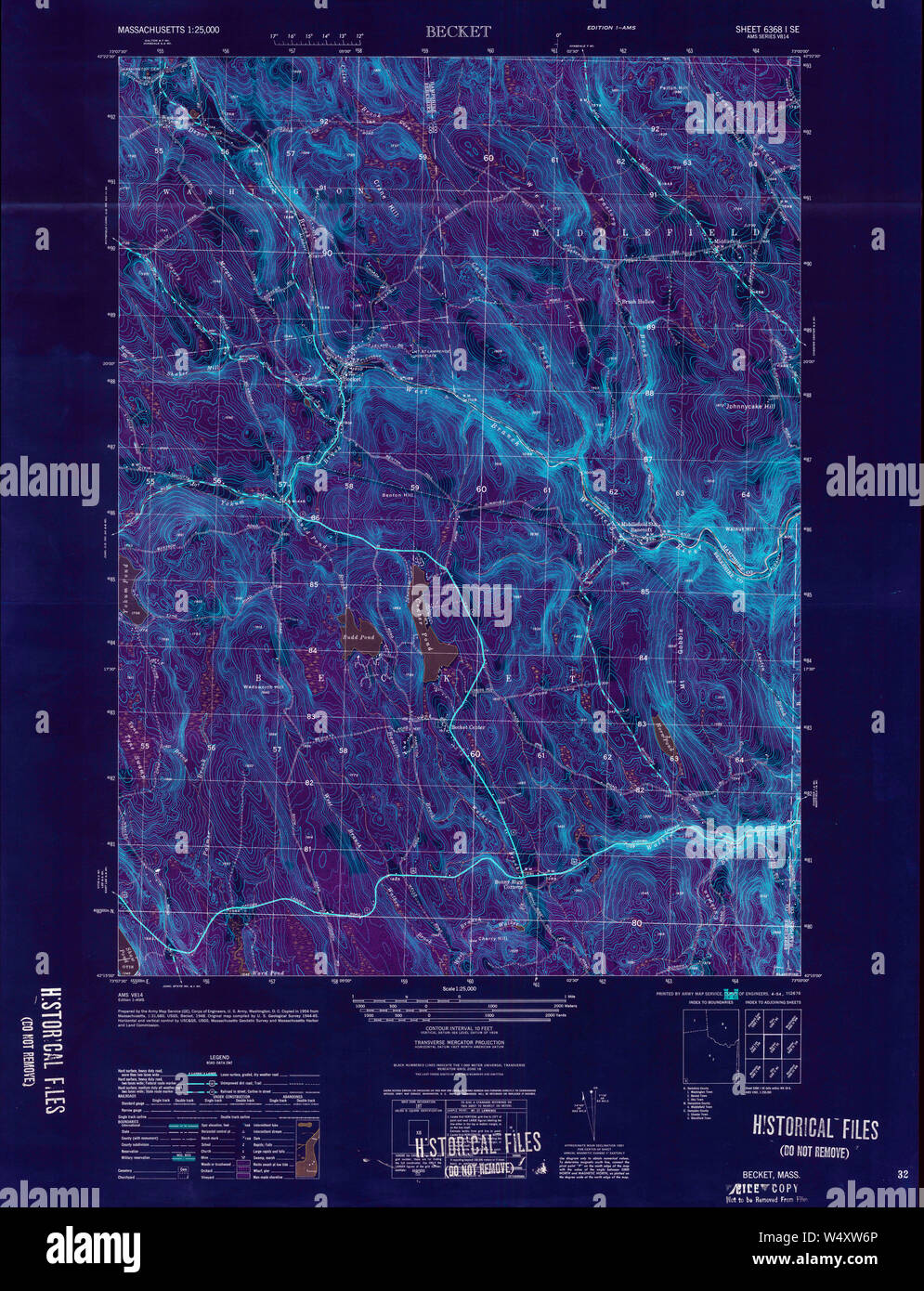 Massachusetts USGS Historical Topo Map MA Becket 350839 1954 25000 ...