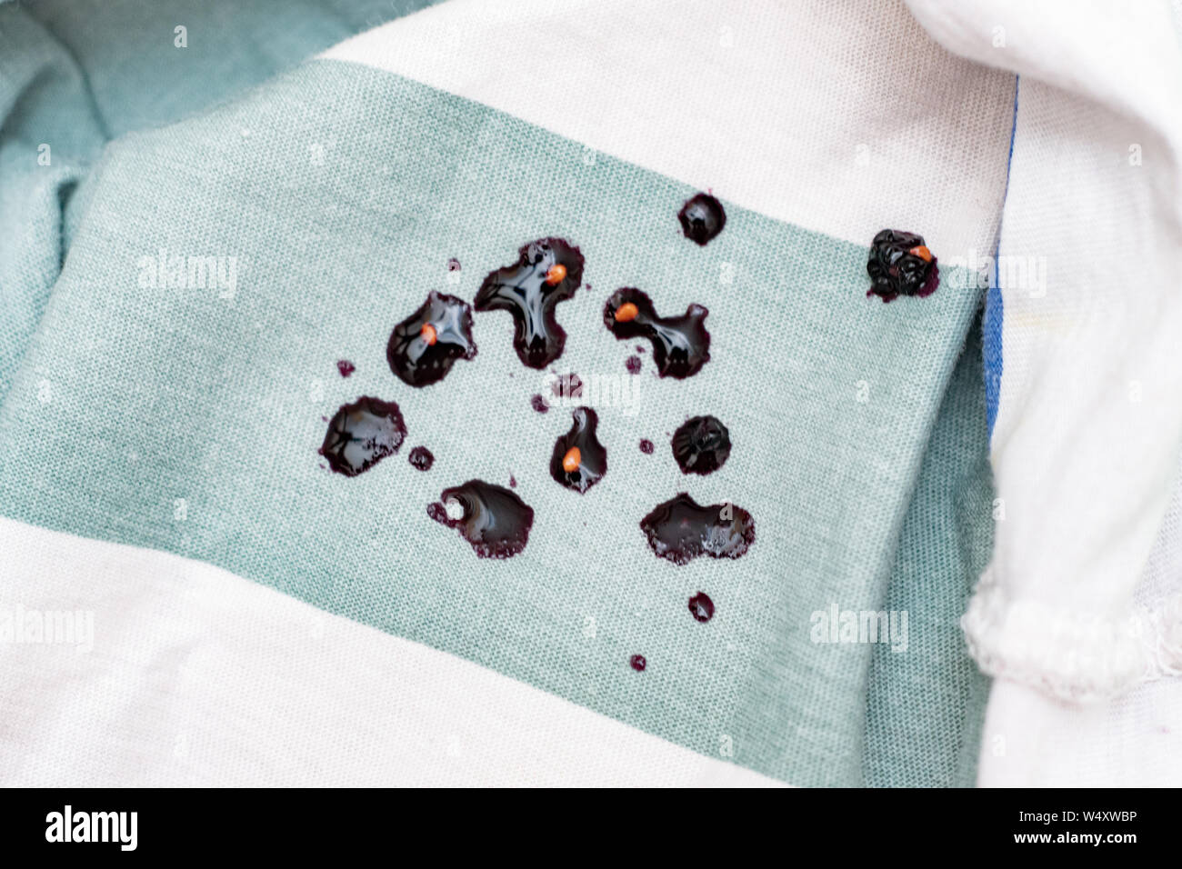 close up food stain on the clothes, dirty things in laundry Stock Photo ...