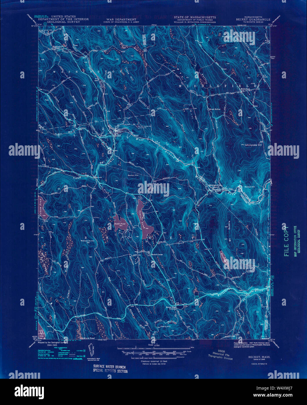 Massachusetts USGS Historical Topo Map MA Becket 351522 1948 31680 ...