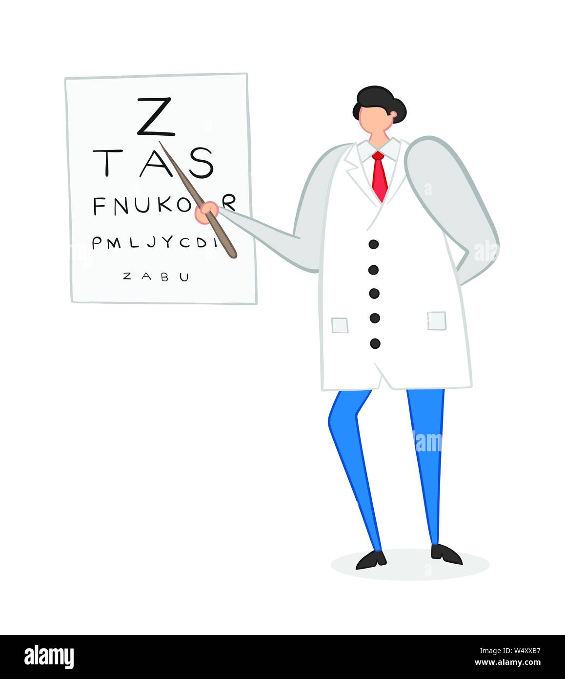 Ophthalmologist showing letters on eye chart, hand-drawn vector ...