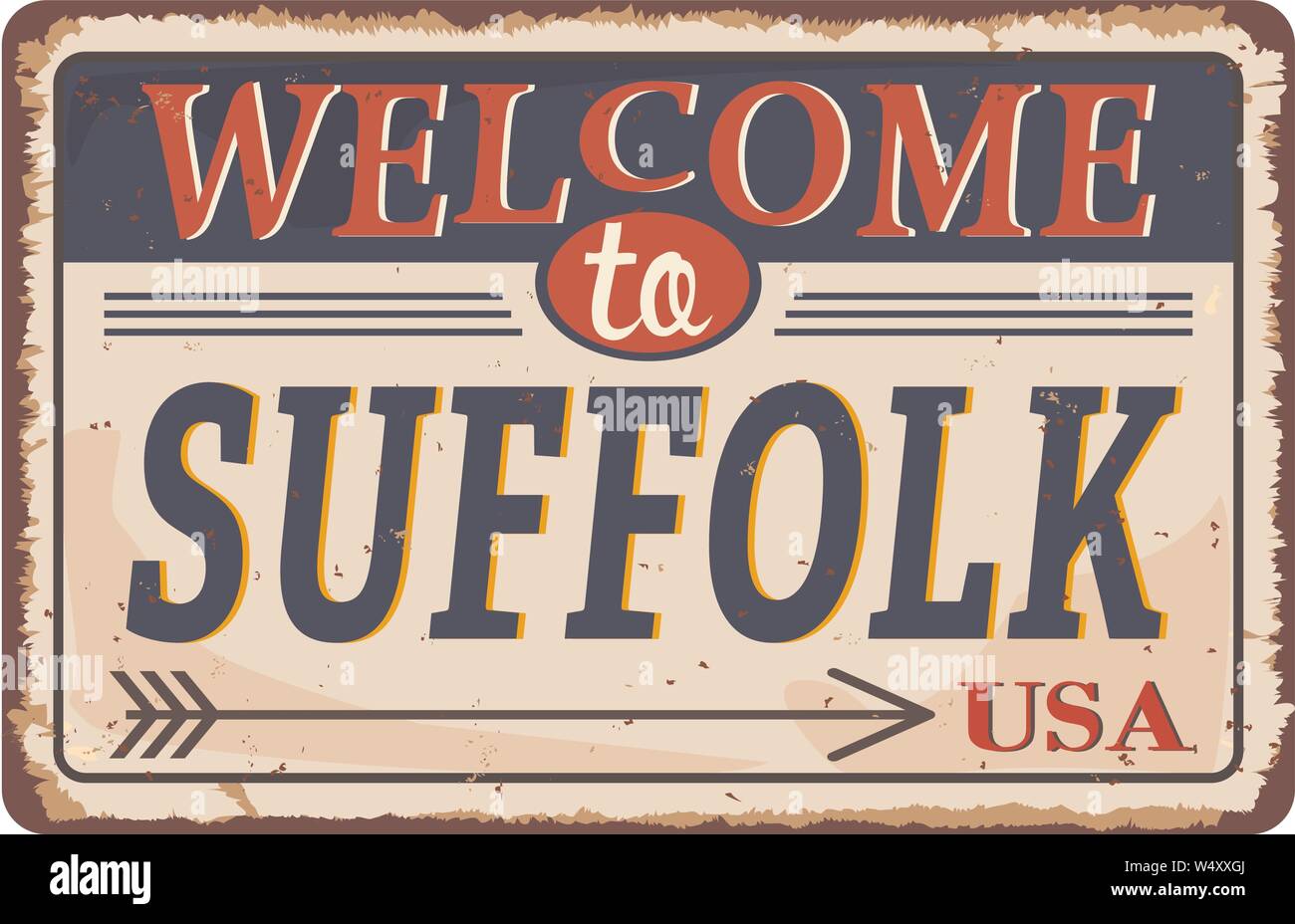 welcome to suffolk Vintage blank rusted metal sign Vector Illustration ...
