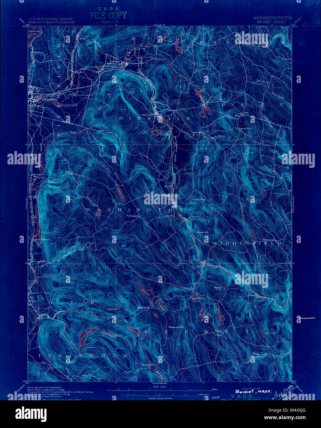 Massachusetts USGS Historical Topo Map MA Becket 352463 1897 62500 ...