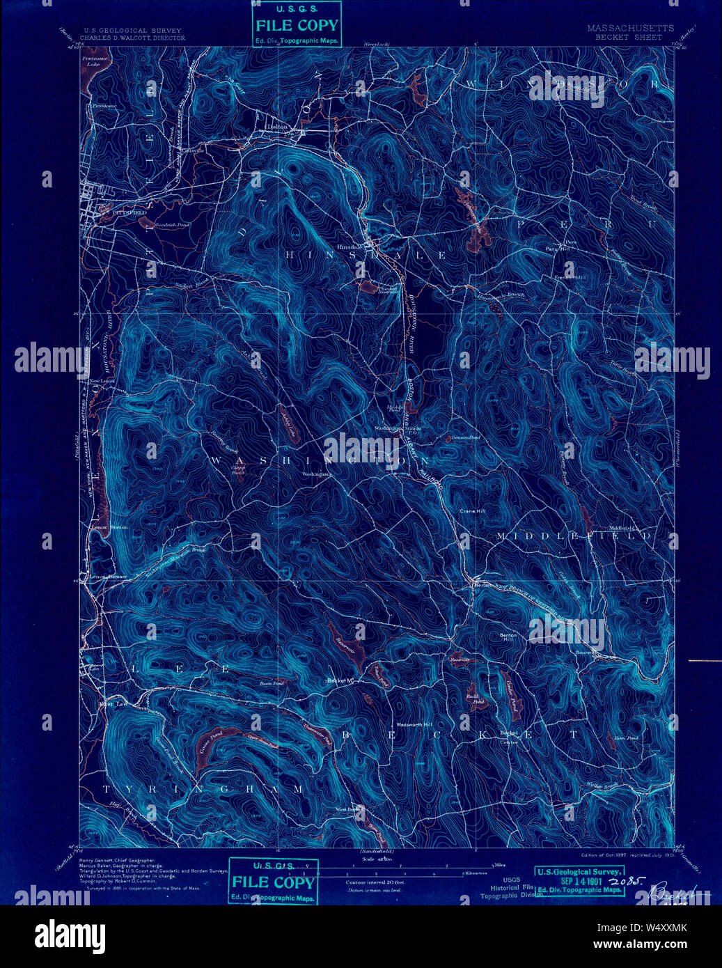Massachusetts USGS Historical Topo Map MA Becket 352464 1897 62500 ...