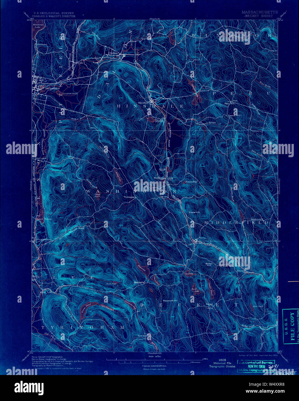 Massachusetts USGS Historical Topo Map MA Becket 352465 1897 62500 ...