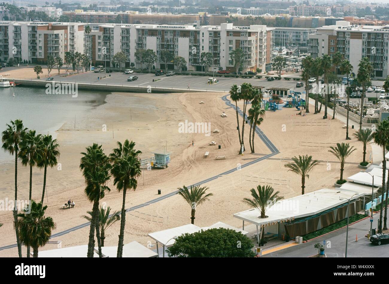 Aerial view of Mother's Beach (AKA Marina Beach) in Marina del Rey, Los ...
