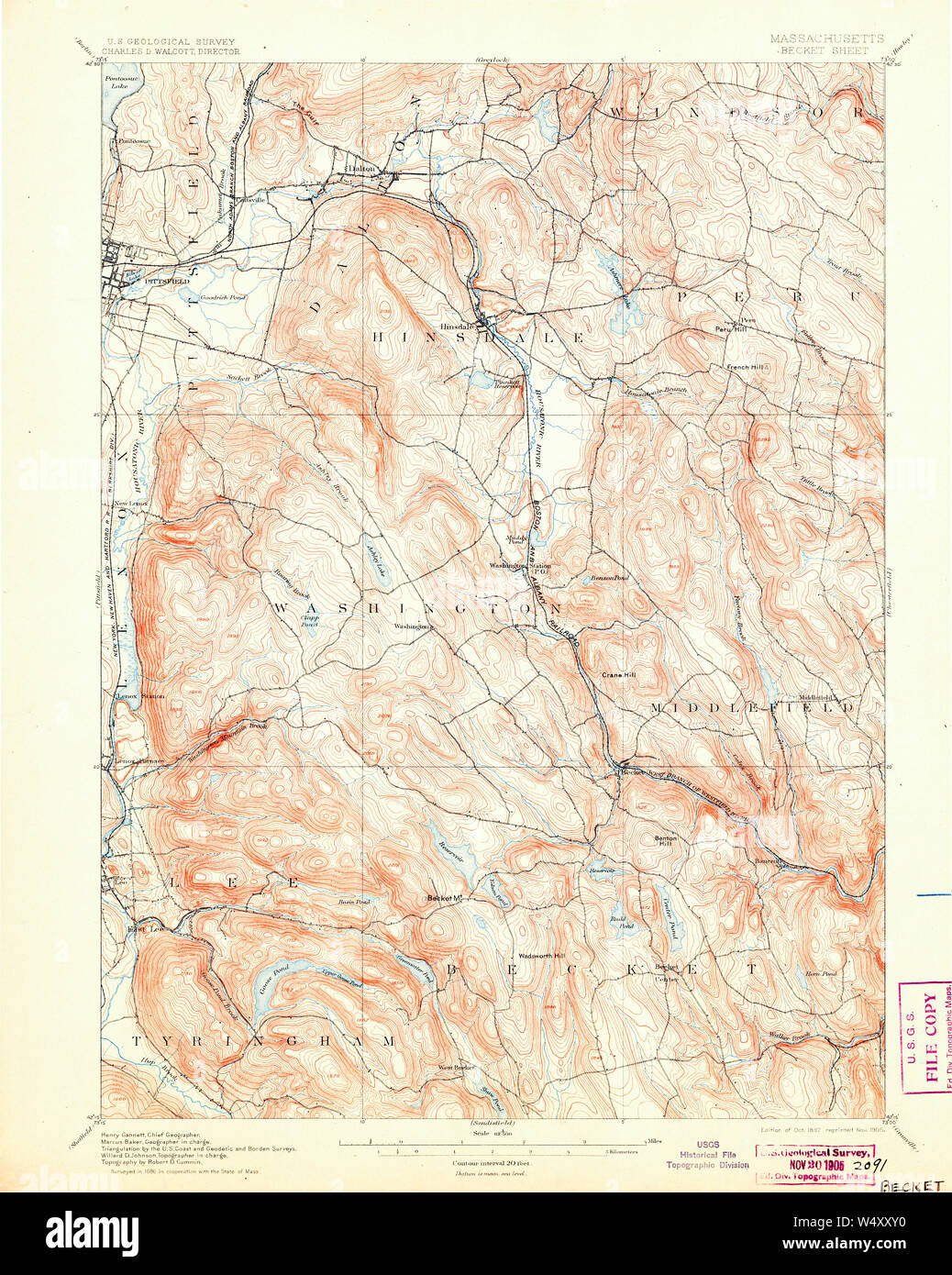Massachusetts USGS Historical Topo Map MA Becket 352465 1897 62500 ...