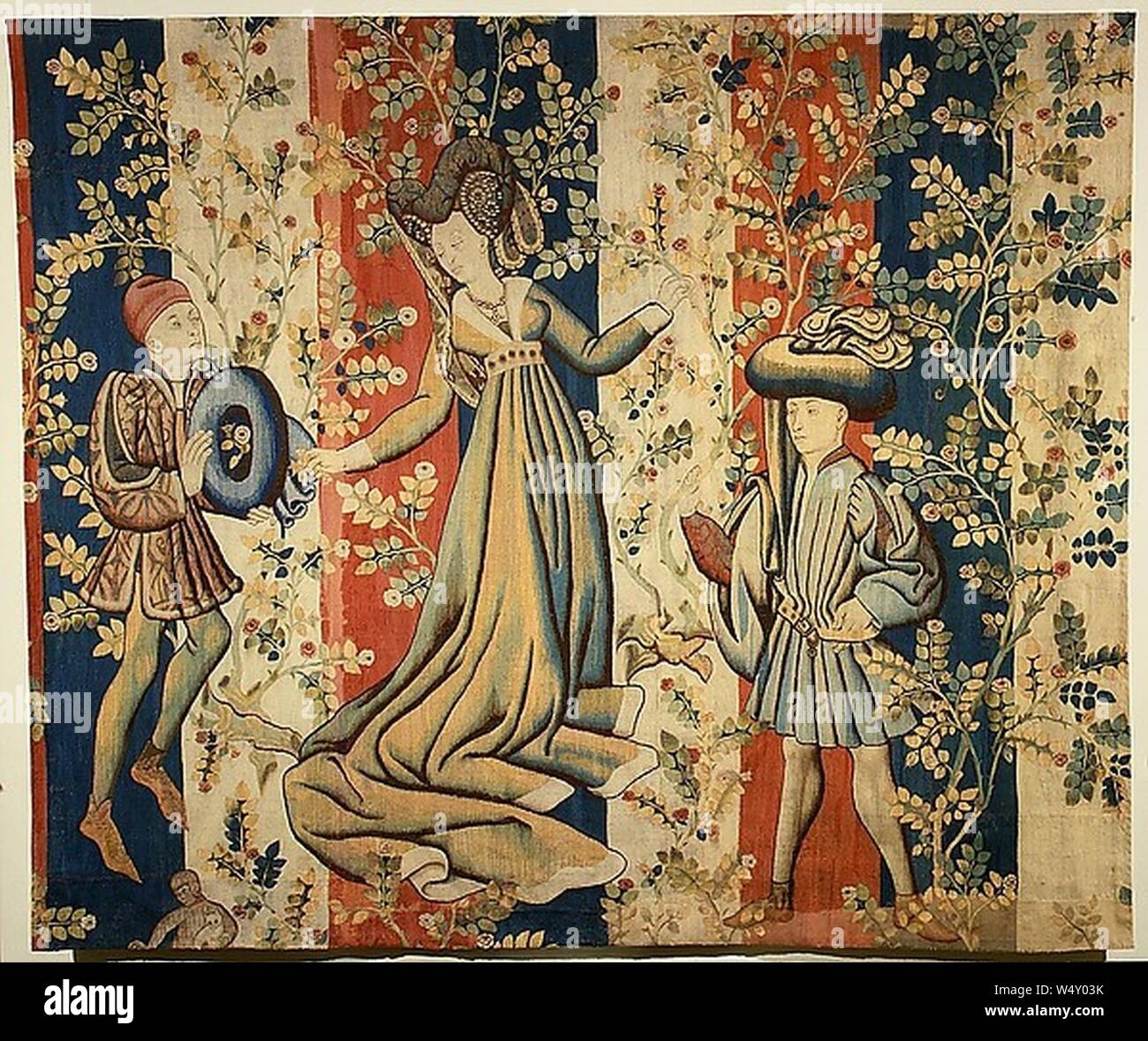 Courtiers in a Rose Garden A Lady and Two Gentlemen Stock Photo - Alamy