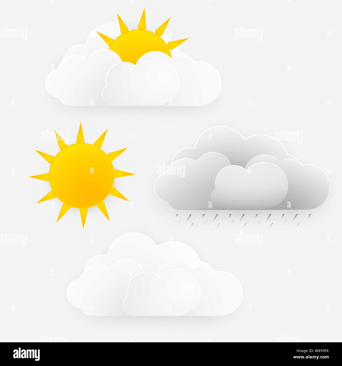 Vector weather season design, sun with clouds and rai. Vector ...