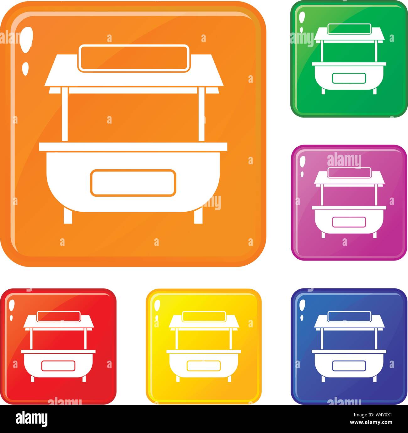 Empty counter with canopy icons set vector color Stock Vector Image ...