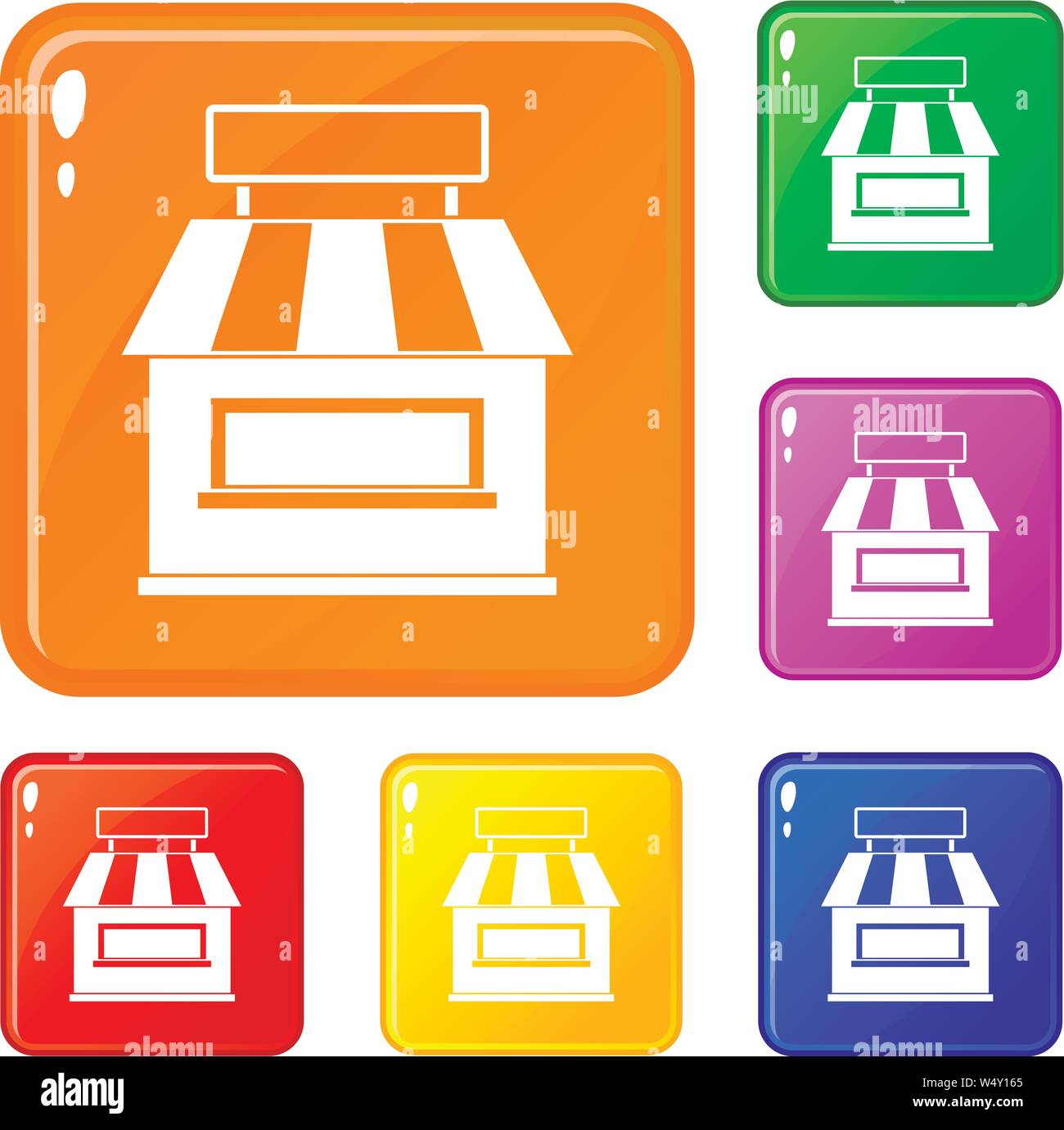 Shop building facade icons set vector color Stock Vector Image & Art ...