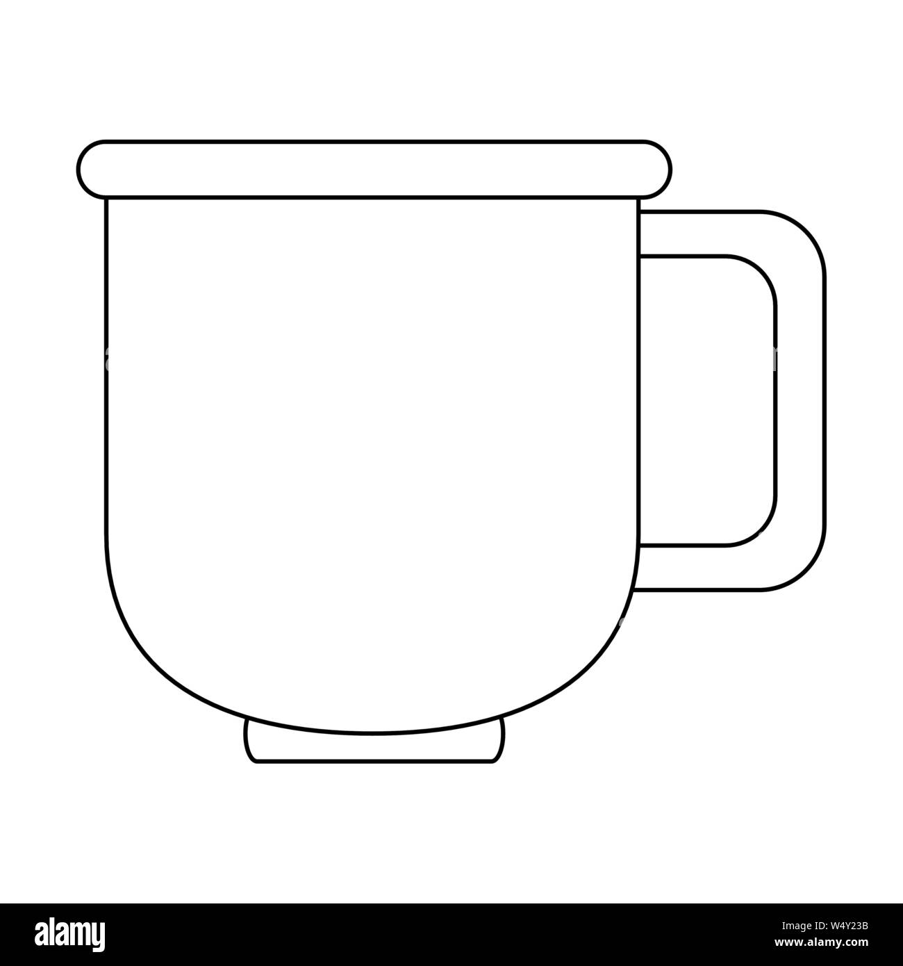 porcelain coffee mug glass cartoon in black and white Stock Vector ...