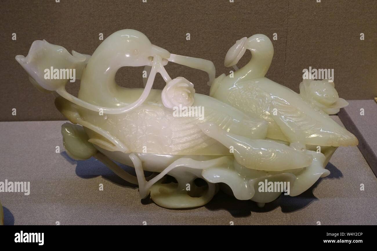 Covered box in the shape of waterfowls, China, Qing dynasty, 1800s AD ...