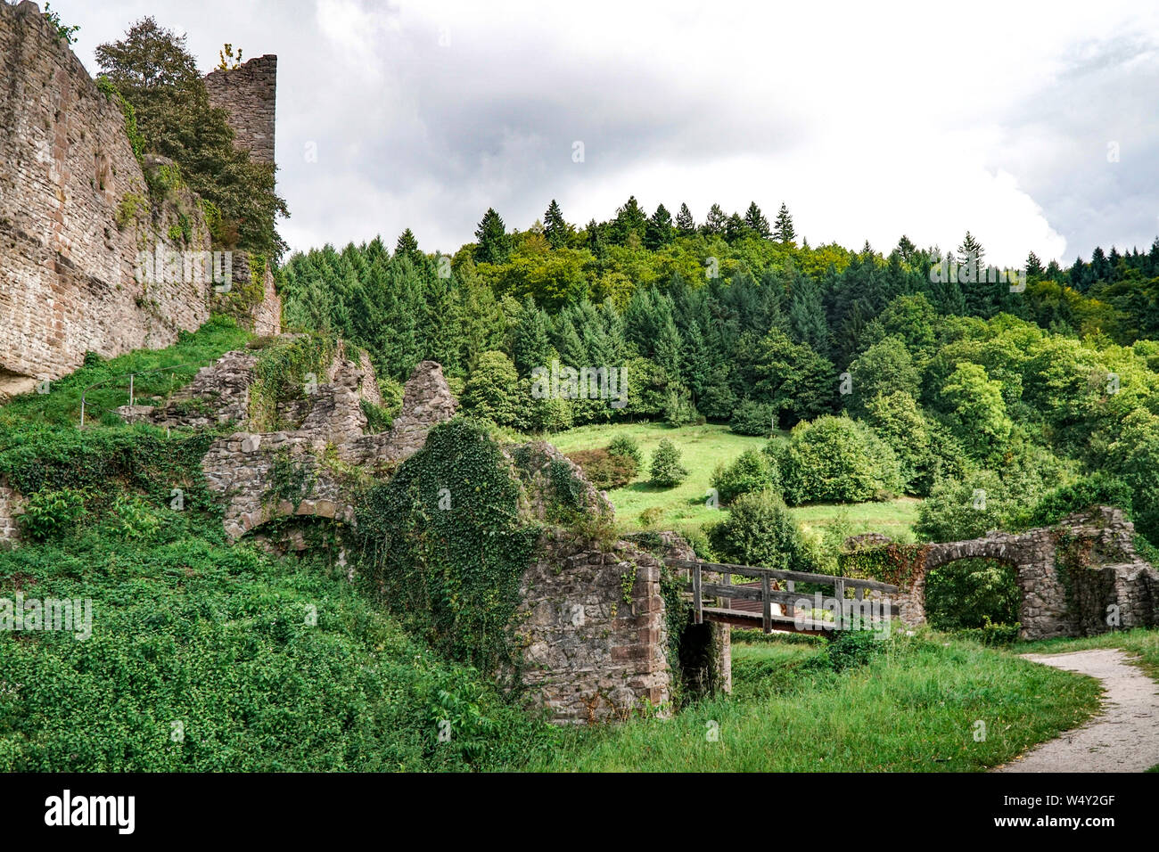 Archway from historic castle ruin Schauenburg in Blackforest Germany ...