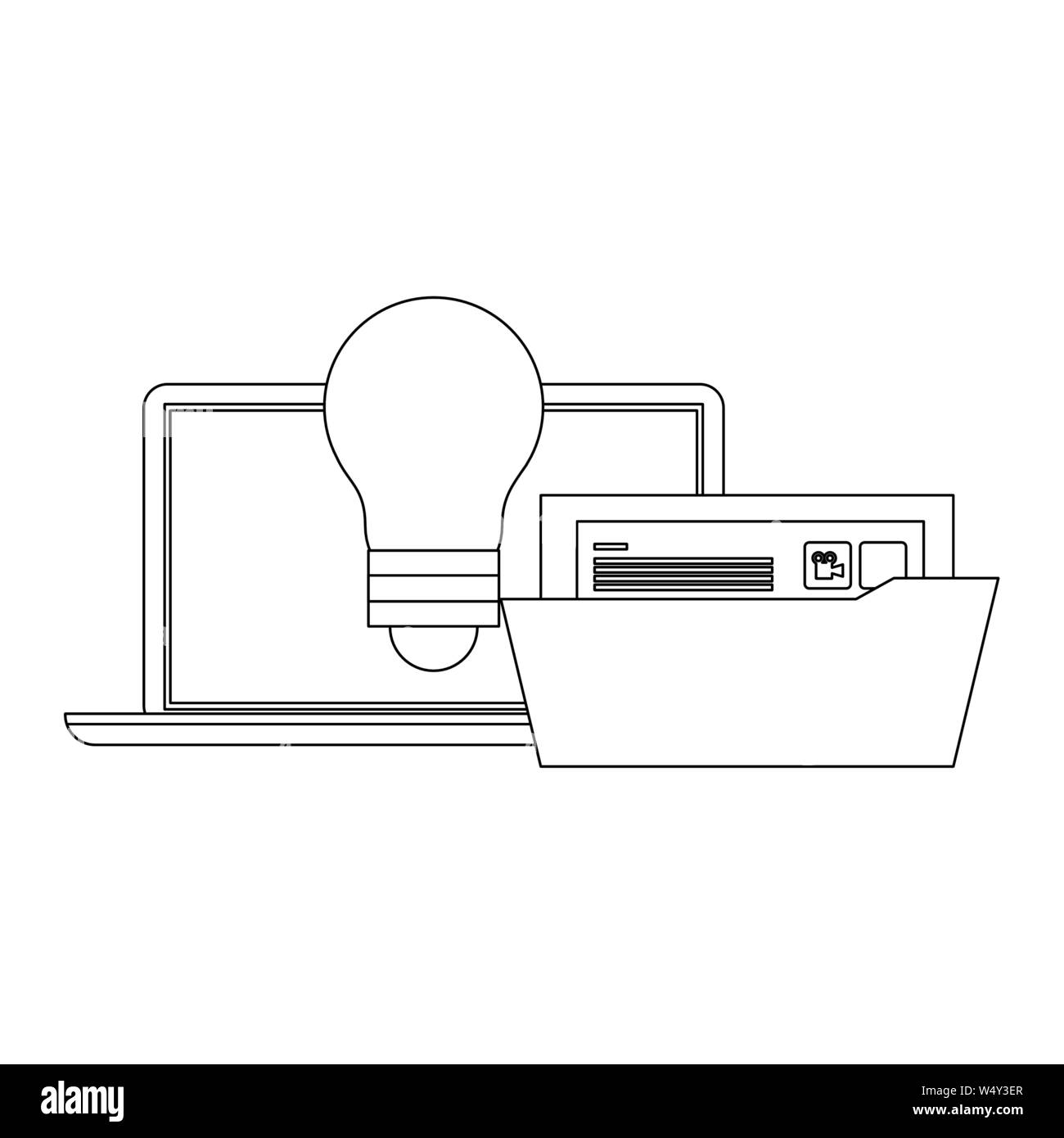 technology digital online modern cartoon in black and white Stock ...