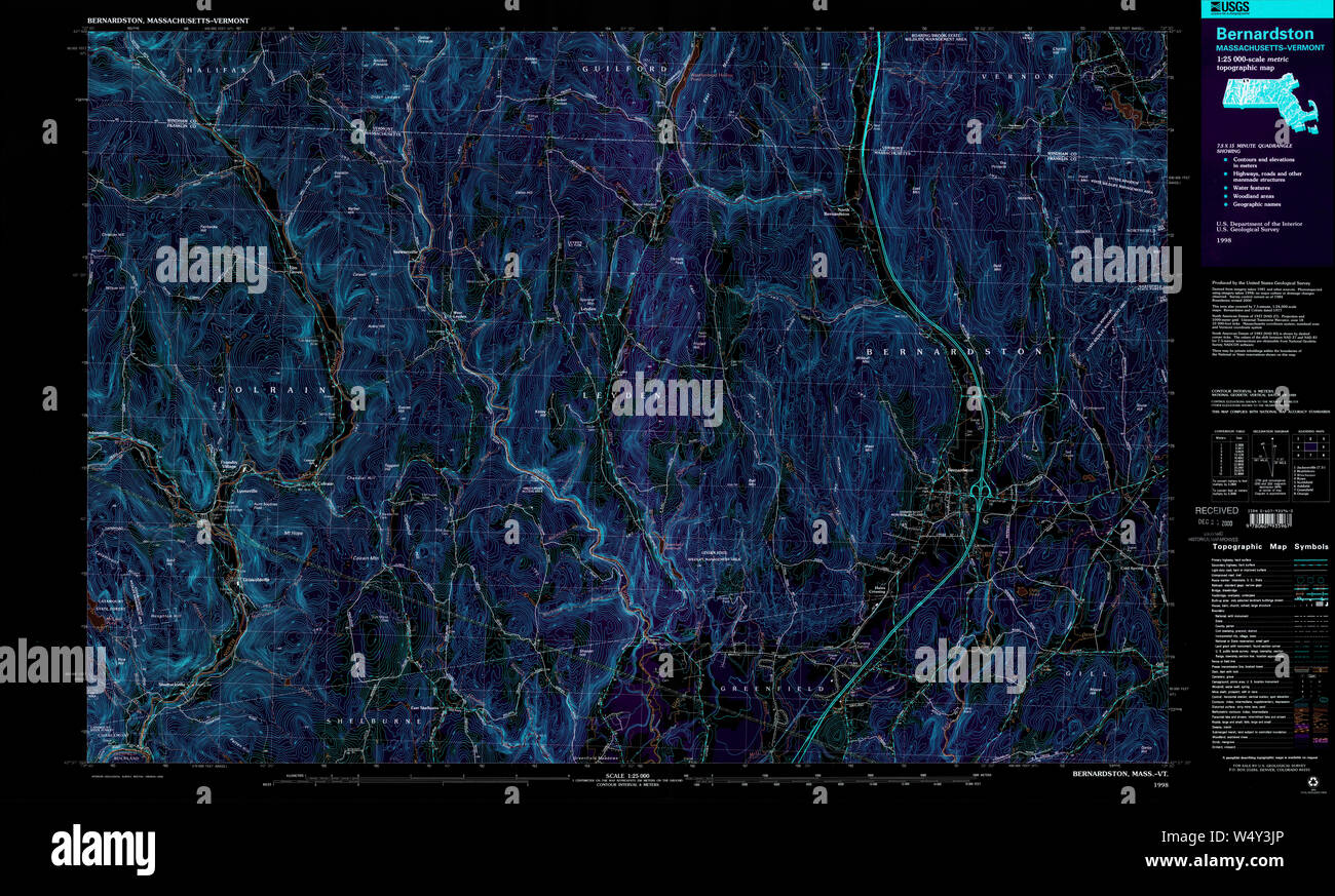 Massachusetts USGS Historical Topo Map MA Bernardston 350847 1998 25000 ...