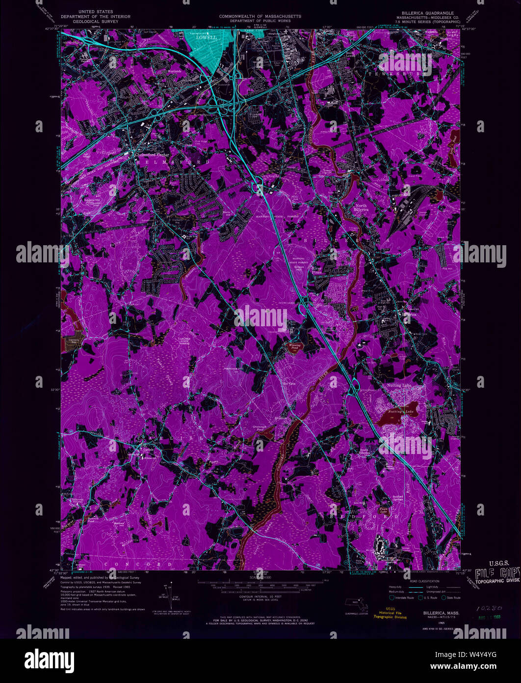 Massachusetts USGS Historical Topo Map MA Billerica 350012 1965 24000 ...