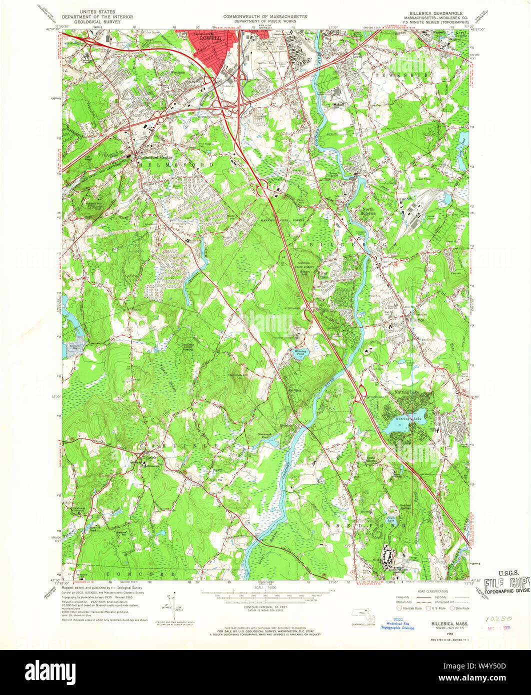 Massachusetts USGS Historical Topo Map MA Billerica 350012 1965 24000 ...