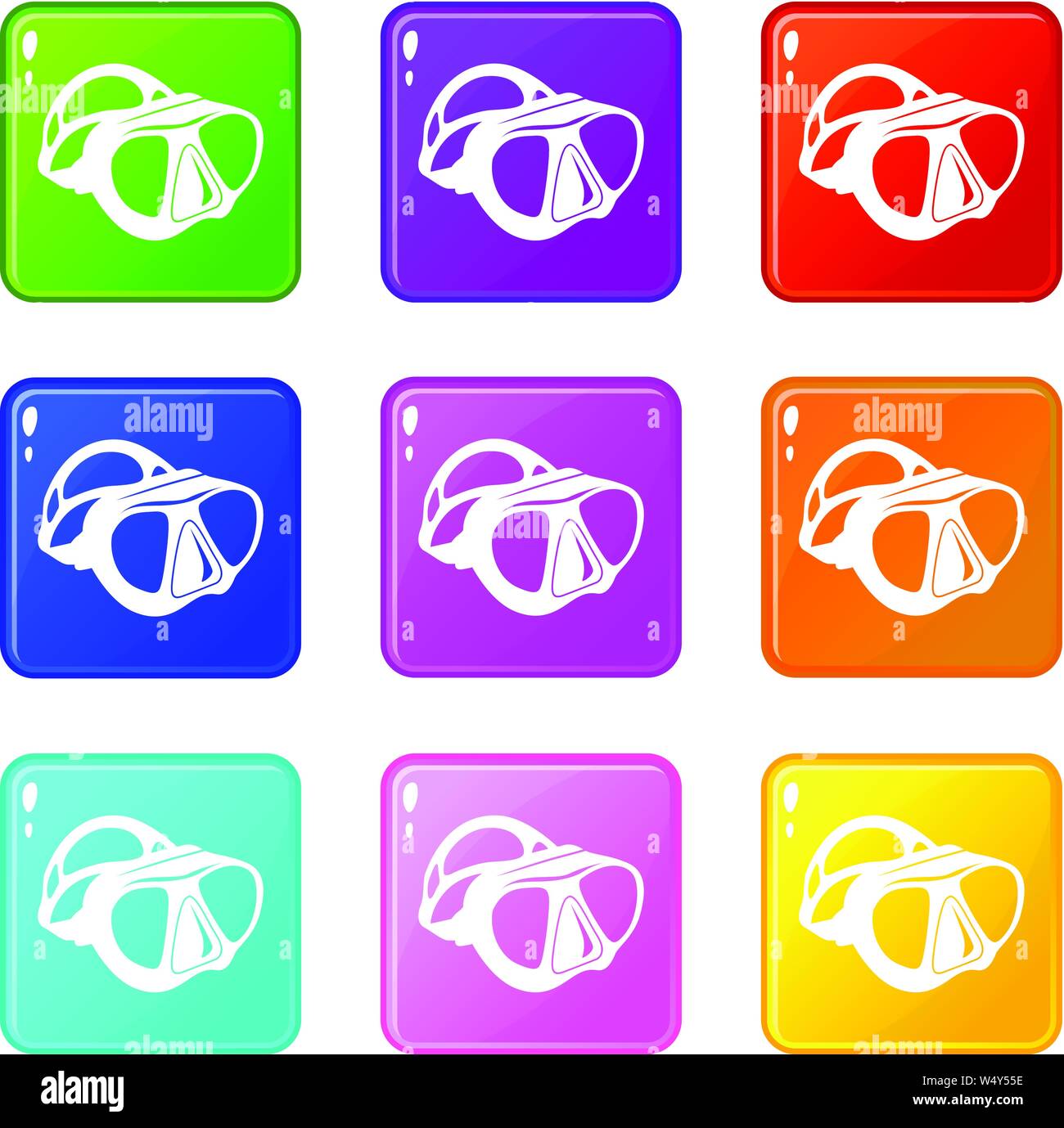 Dive mask icons set 9 color collection Stock Vector Image & Art - Alamy