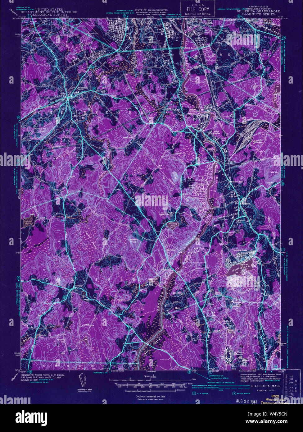 Massachusetts USGS Historical Topo Map MA Billerica 351542 1941 31680 ...