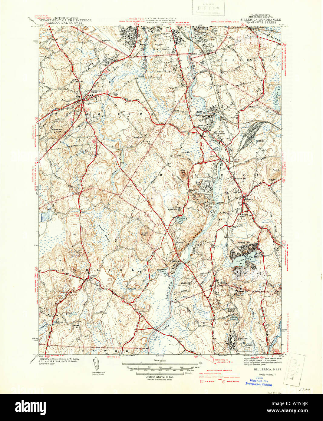 Massachusetts USGS Historical Topo Map MA Billerica 351544 1941 31680 ...