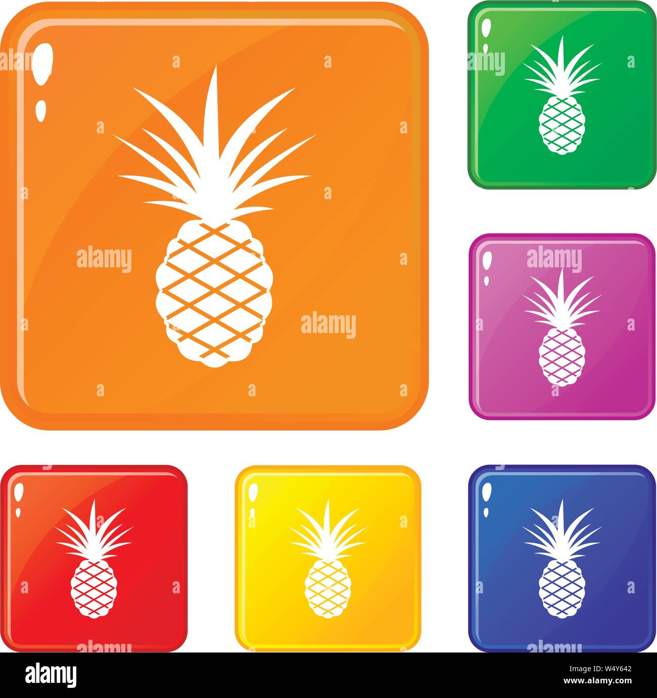 Pineapple icons set vector color Stock Vector Image & Art - Alamy