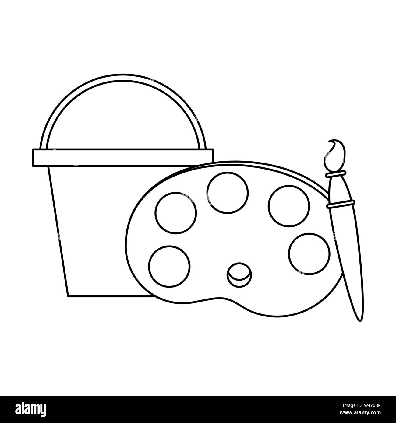 paint art creative decortation cartoon in black and white Stock Vector ...