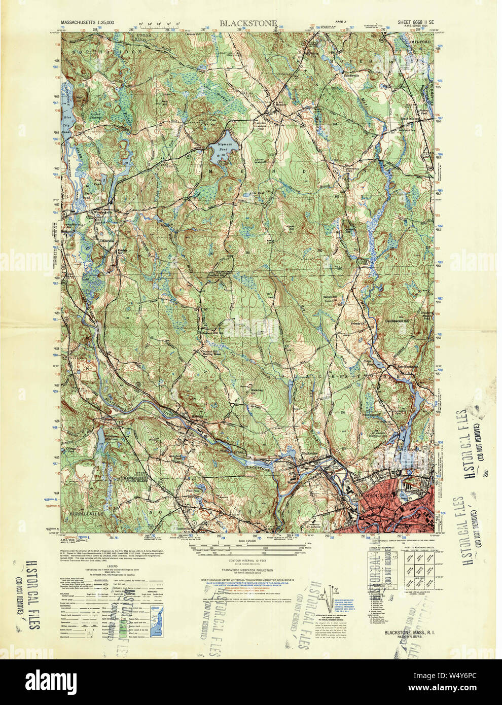 Massachusetts USGS Historical Topo Map MA Blackstone 350853 1948 25000 ...