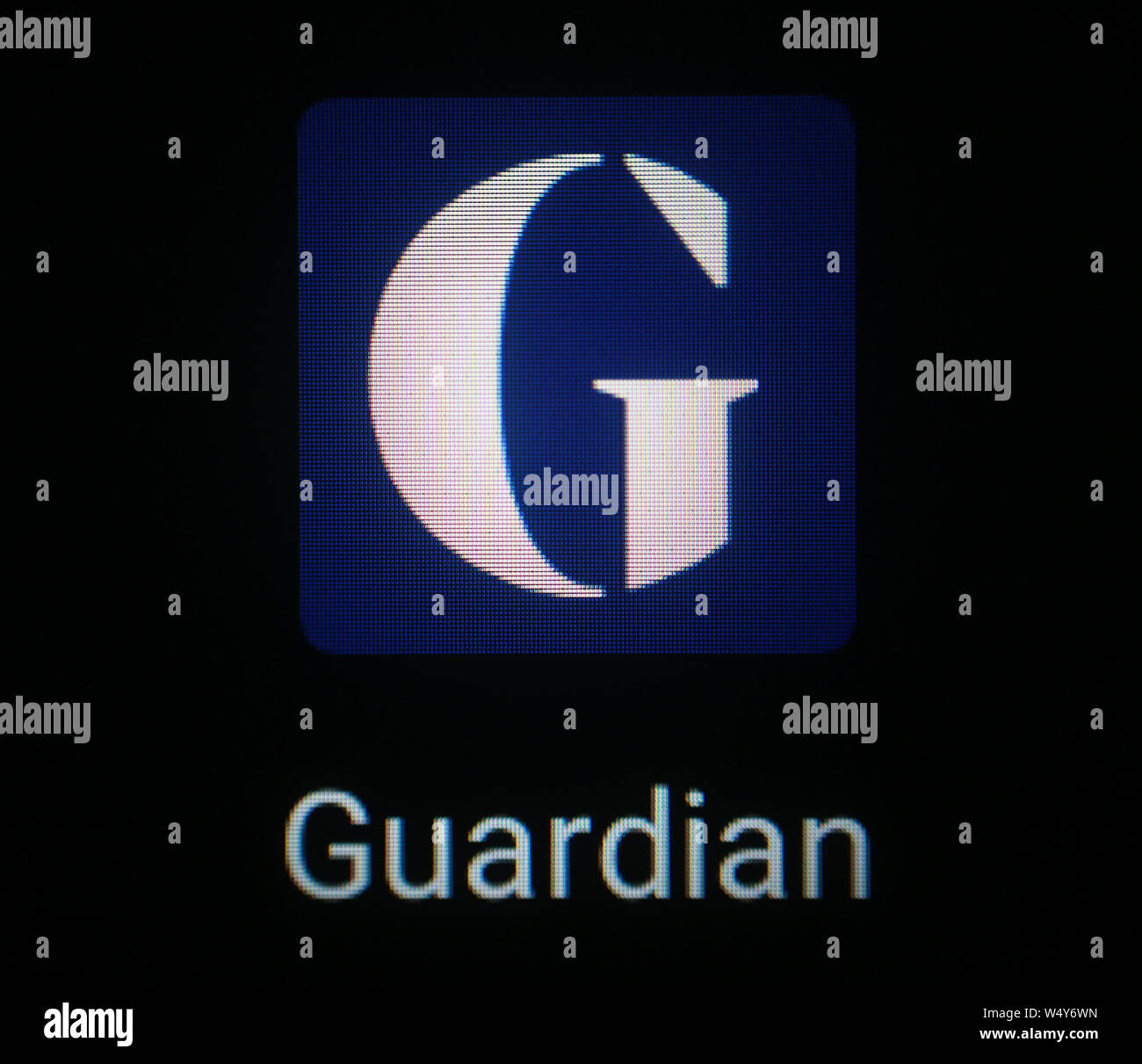 The Guardian newspaper application icon on computer display Stock Photo ...