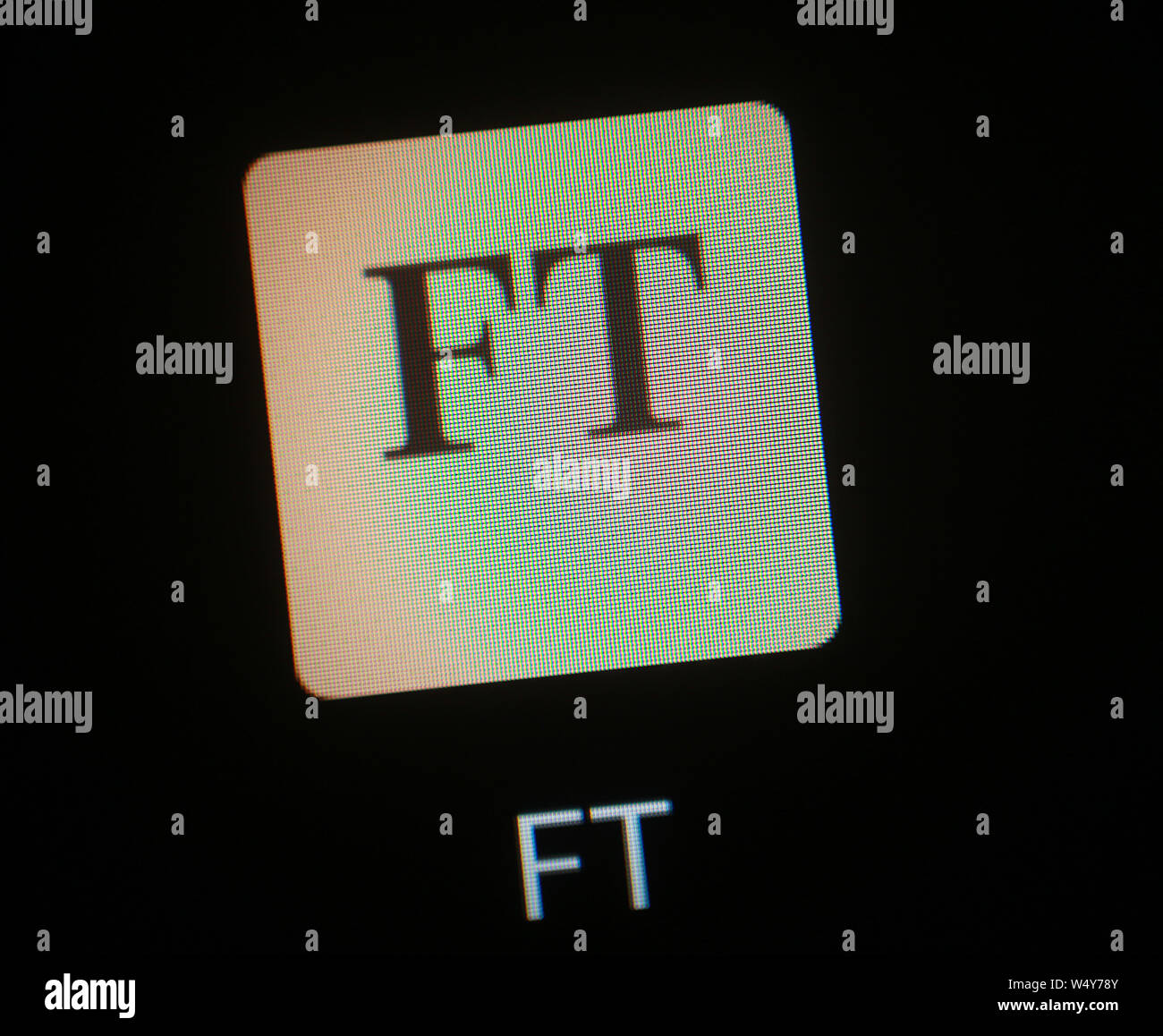 The Financial Times newspaper application icon on computer display ...