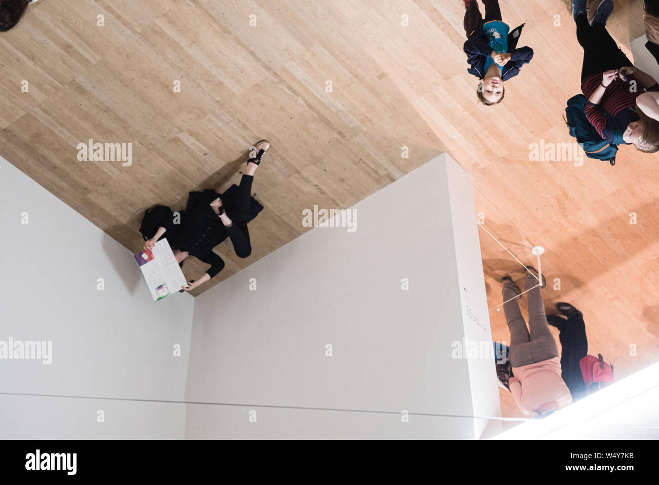 People upside down in ceiling mirror - Tate Modern - London - July 2019 ...