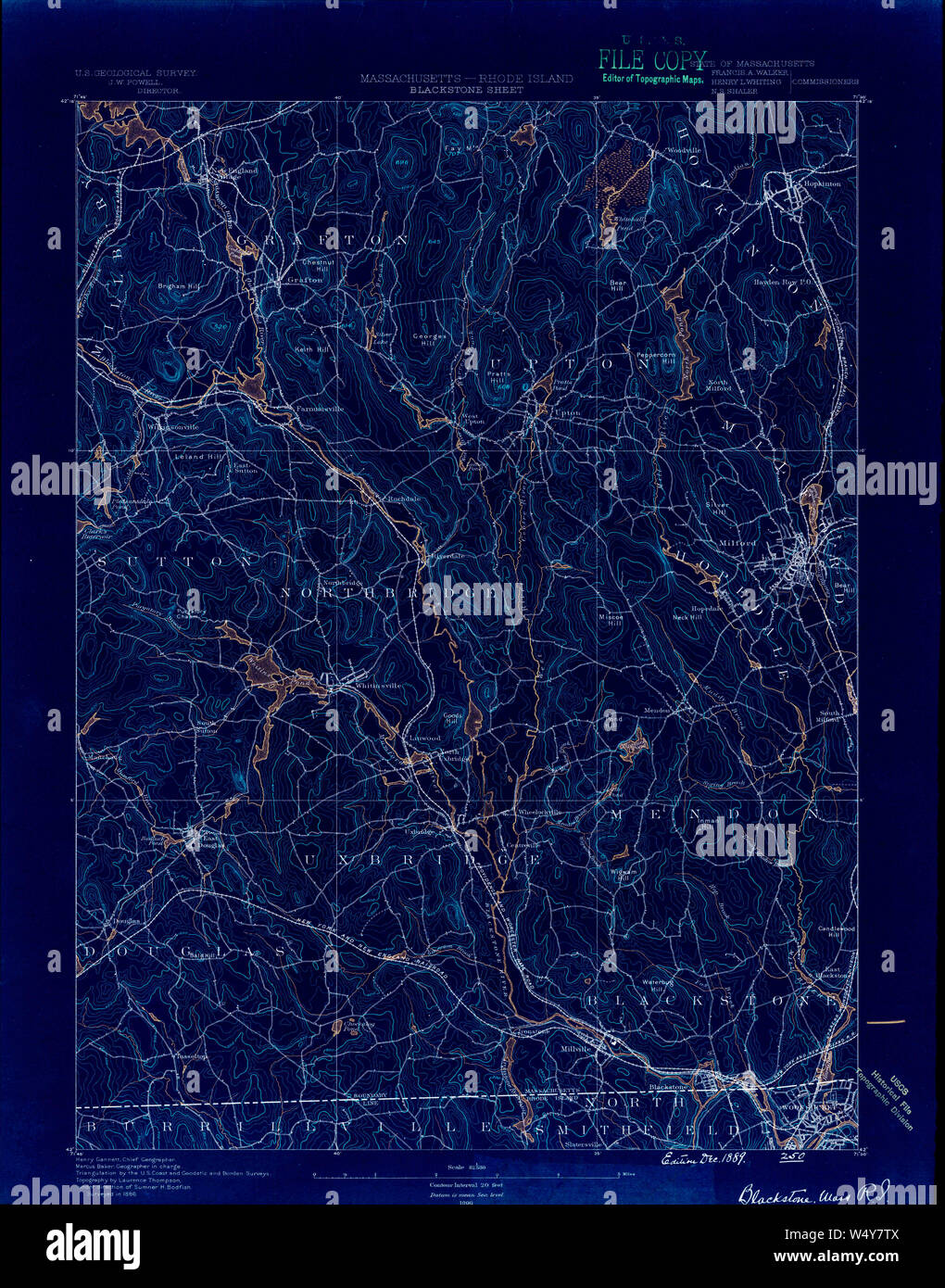 Massachusetts USGS Historical Topo Map MA Blackstone 352487 1889 62500 ...