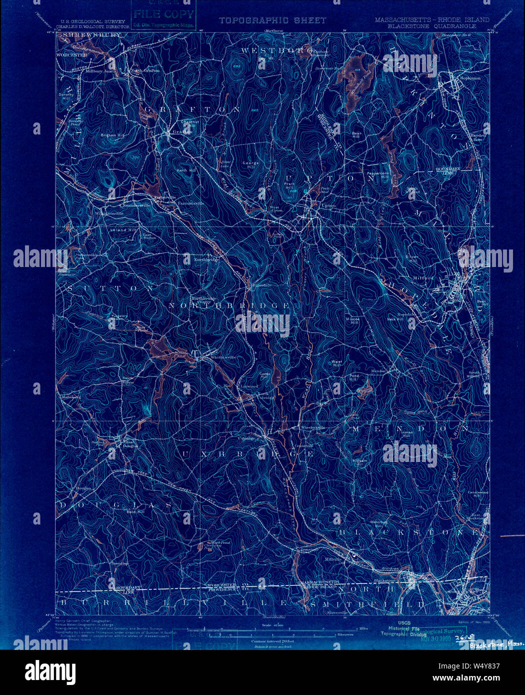 Massachusetts USGS Historical Topo Map MA Blackstone 352490 1900 62500 ...