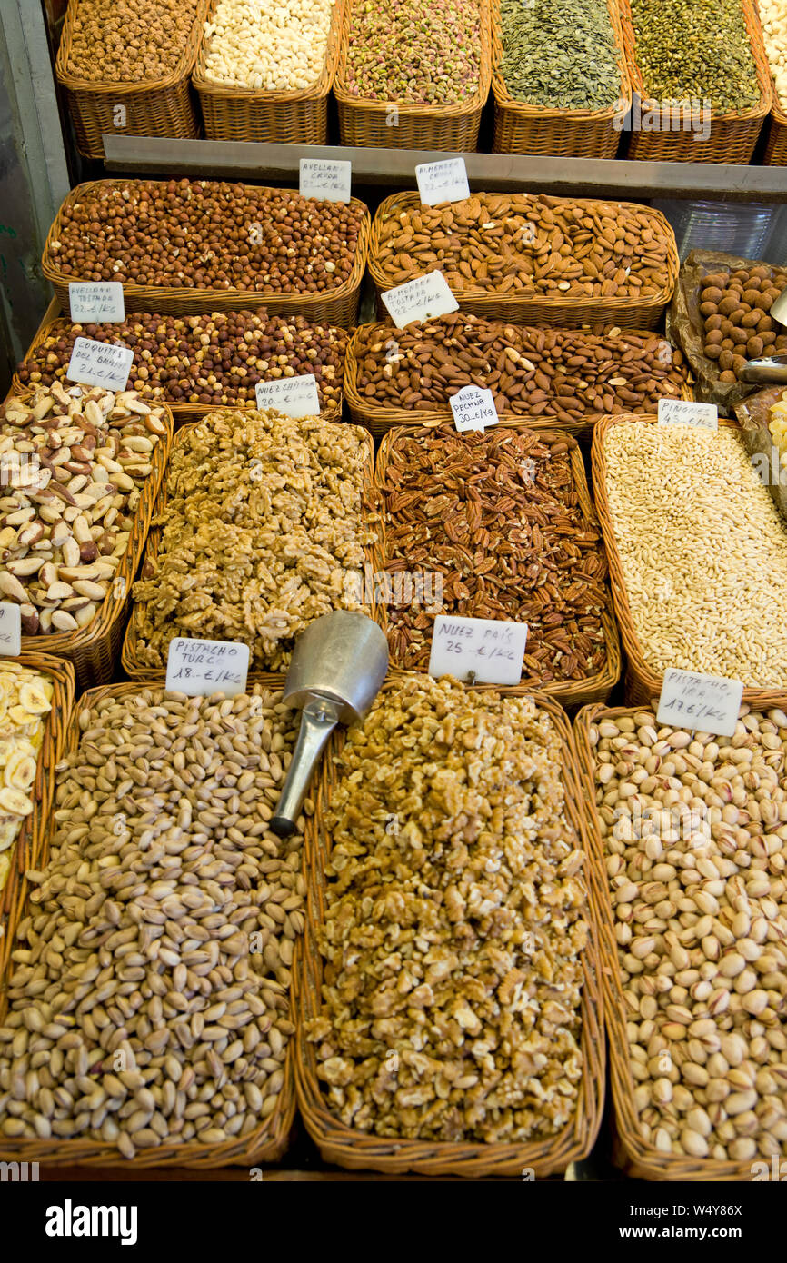 Variety of nuts on street market Stock Photo - Alamy