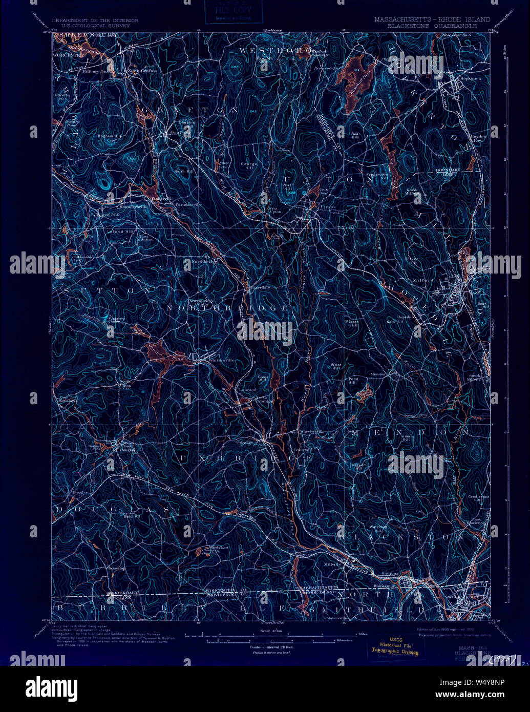 Massachusetts USGS Historical Topo Map MA Blackstone 352496 1900 62500 ...