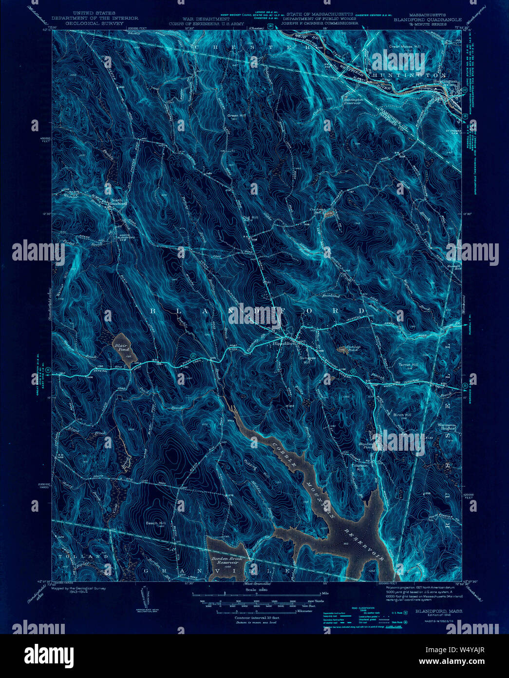 Massachusetts USGS Historical Topo Map MA Blandford 351556 1946 31680 ...
