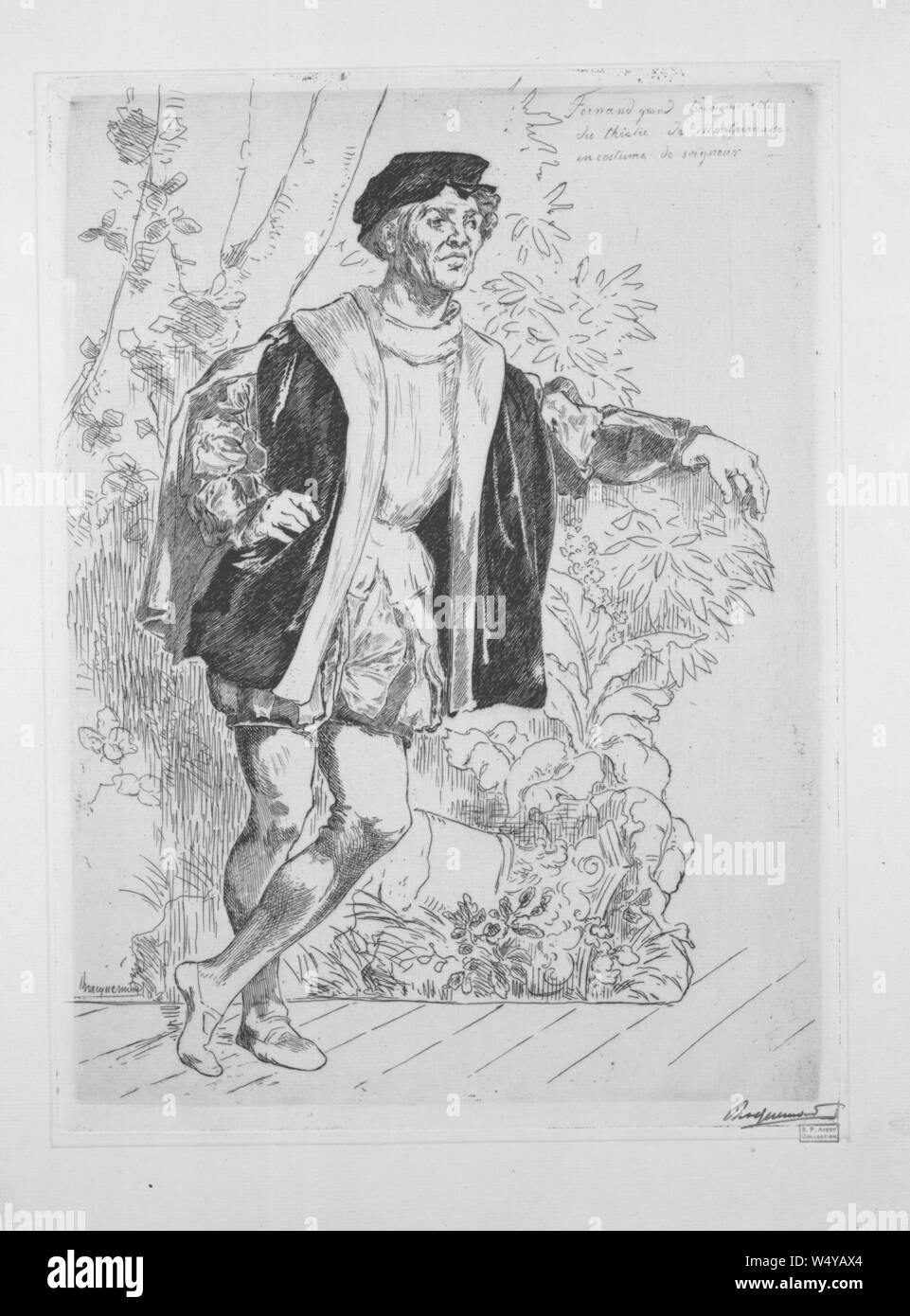 Engraved portrait of Fernand Khnopff, a Belgian symbolist painter ...