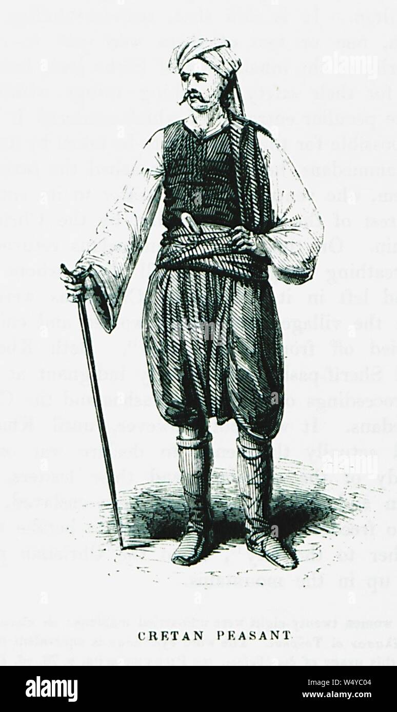 Cretan peasant - Pashley Robert - 1837 Stock Photo - Alamy