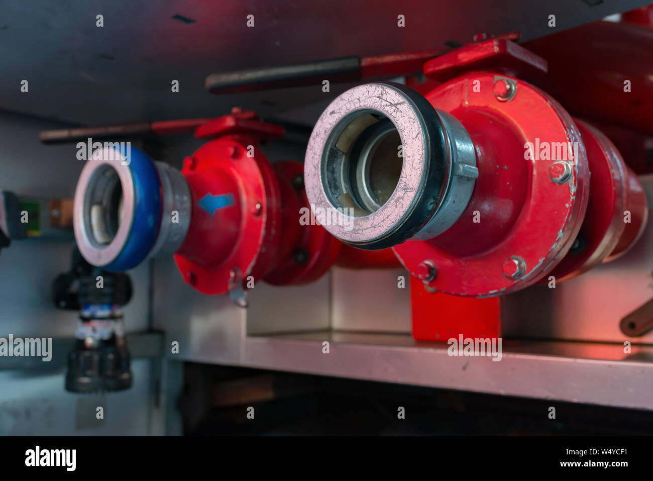 The connections for fire hoses Stock Photo - Alamy