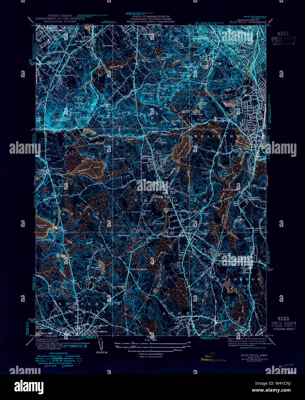 Massachusetts USGS Historical Topo Map MA Blue Hills 351563 1941 31680 ...
