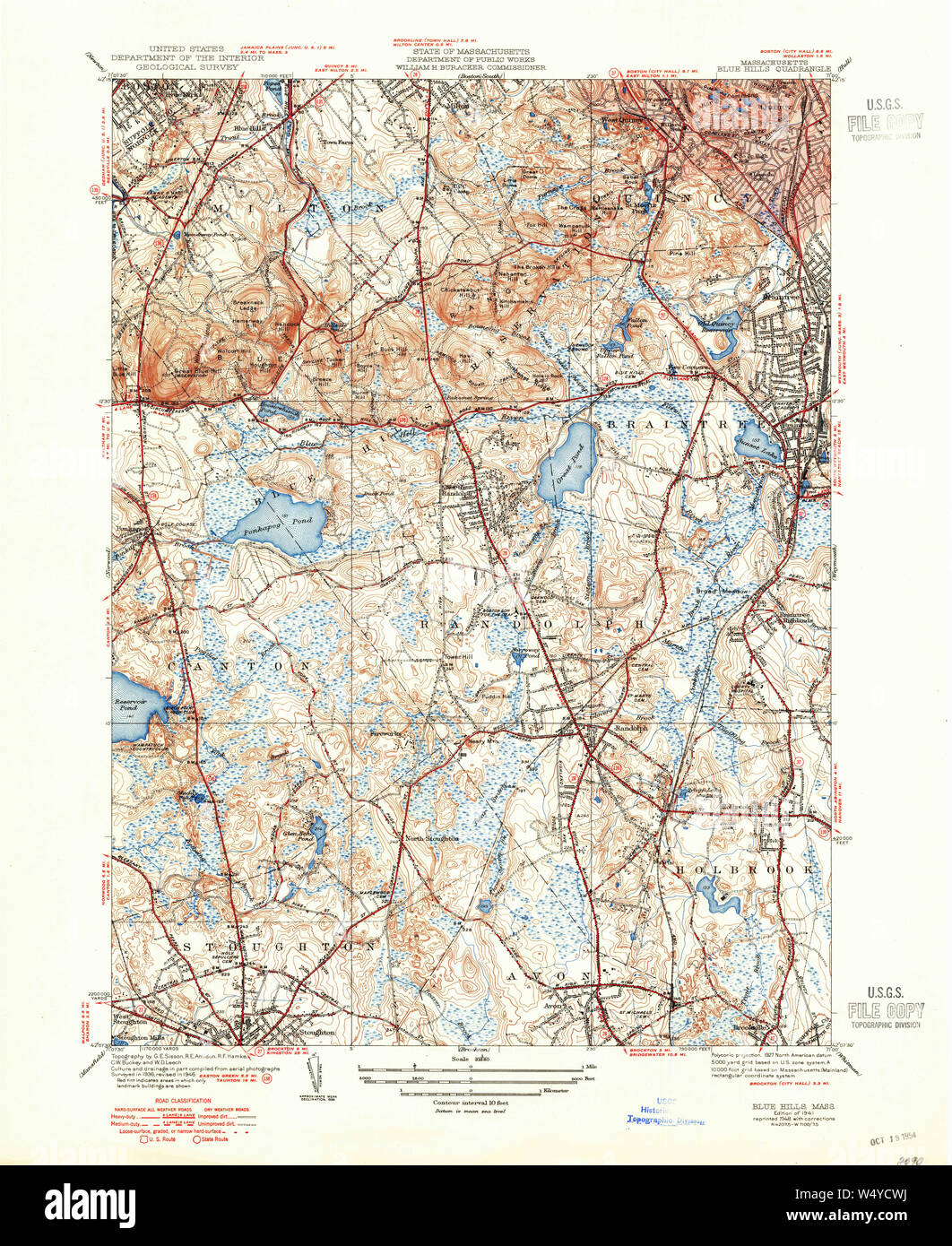 Massachusetts USGS Historical Topo Map MA Blue Hills 351563 1941 31680 ...