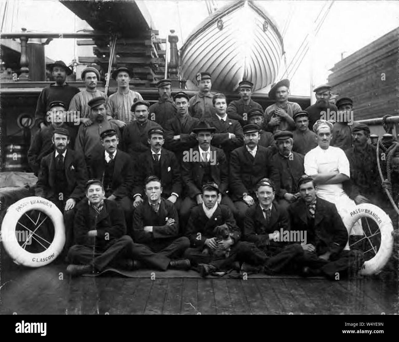 Crew of British sailing vessel PASS OF BRANDER on deck, Washington, ca ...