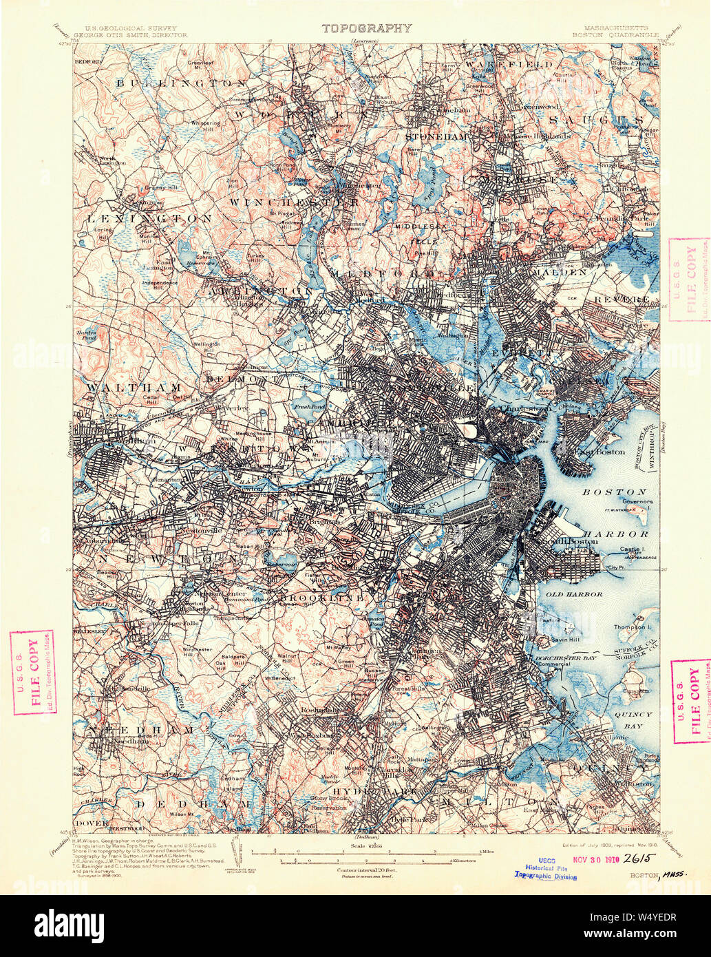 Massachusetts USGS Historical Topo Map MA Boston 352508 1903 62500 ...