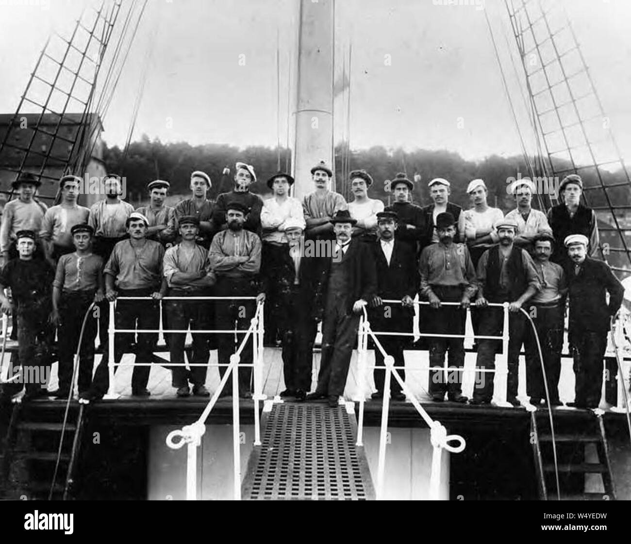 Crew of the four-masted bark LISBETH on deck, Washington, ca 1900 ...