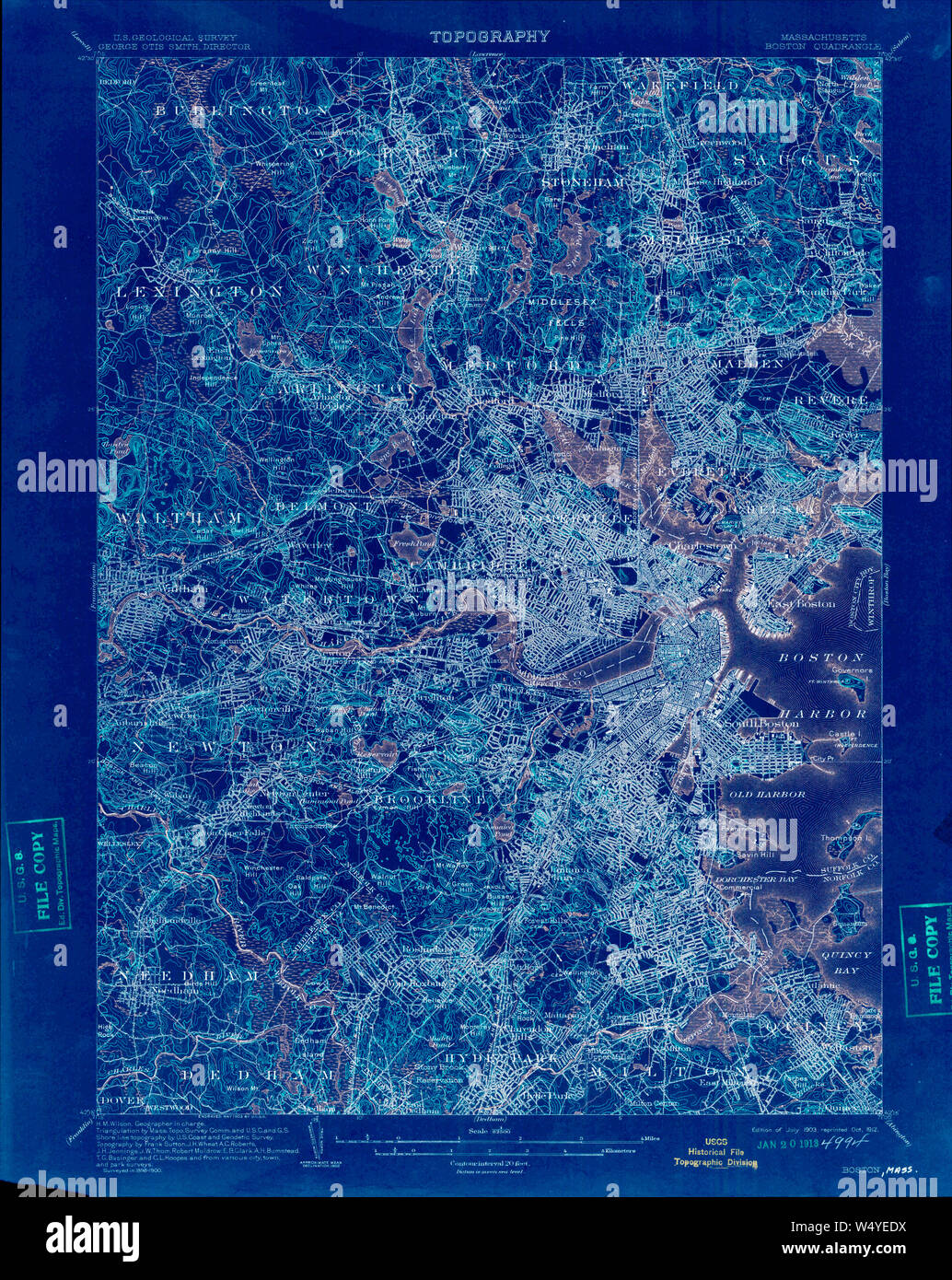 Massachusetts USGS Historical Topo Map MA Boston 352509 1903 62500 ...