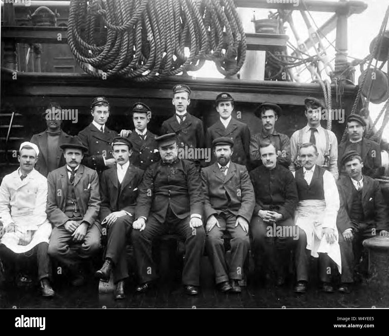 Crew of the three-masted ship CELTIC CHIEF on deck, Washington, ca 1900 ...