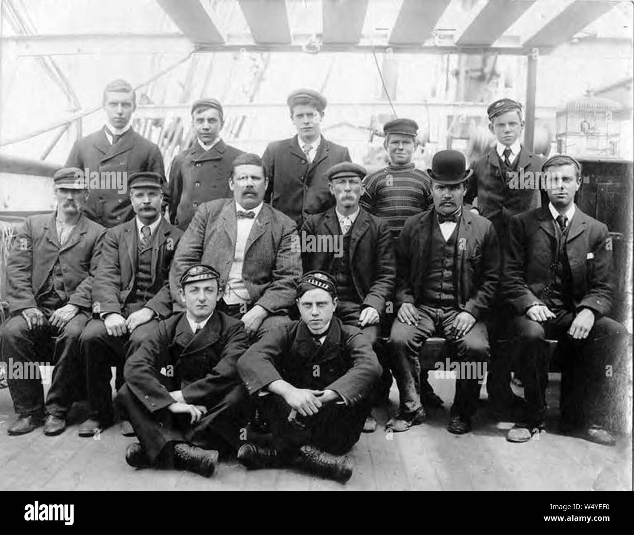 Crew of three-masted sailing vessel CLEOMENE on deck Washington ca 1900 ...